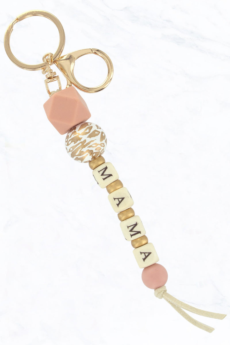 MAMA Wood with Silicone Beaded Keychain – Suzie Q USA