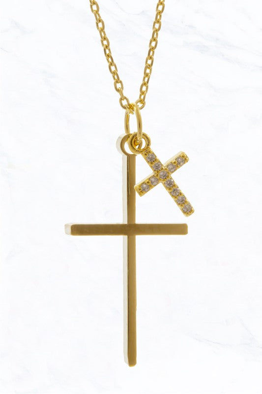 Crystal Cross Duo Necklace – Suzie Q USA