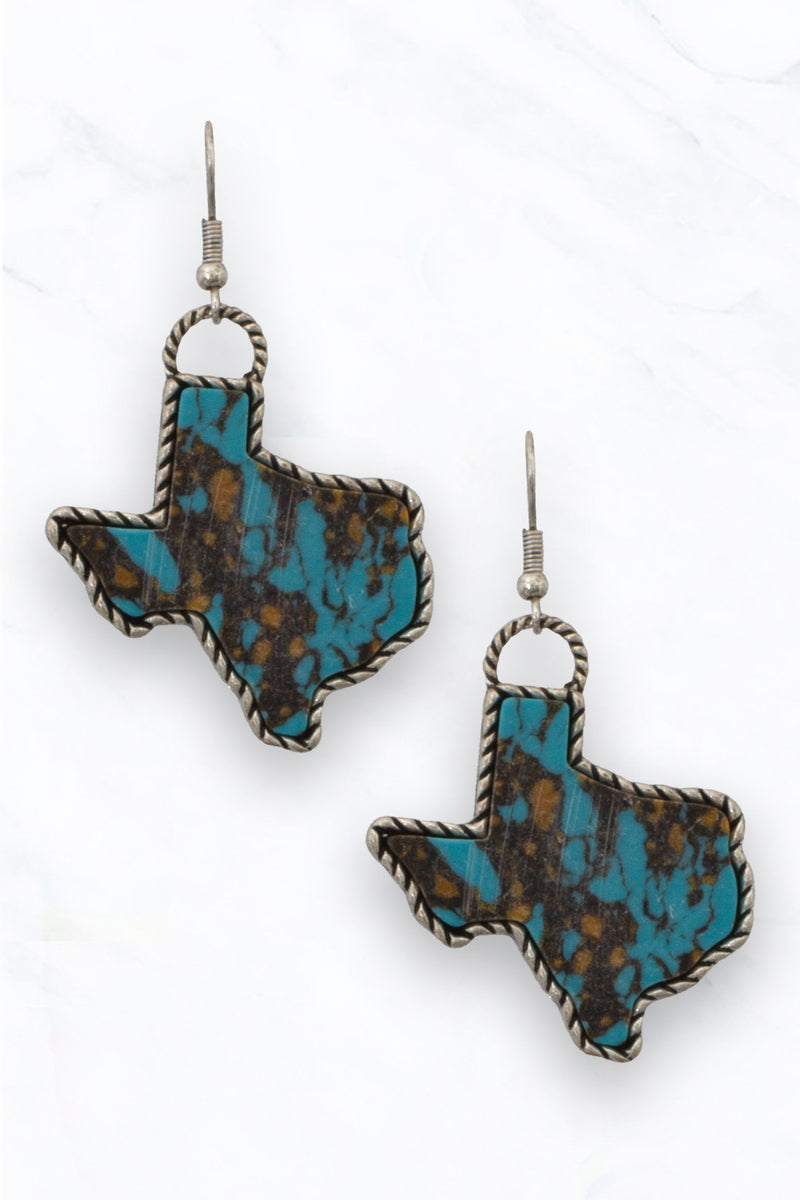 Turquoise Texas Map Drop Earrings – Suzie Q USA