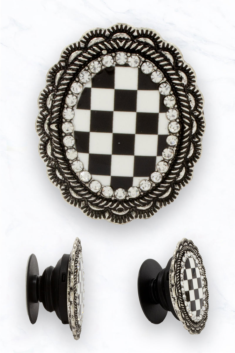 Oval Checkerboard Crystal Phone Grip – Suzie Q USA