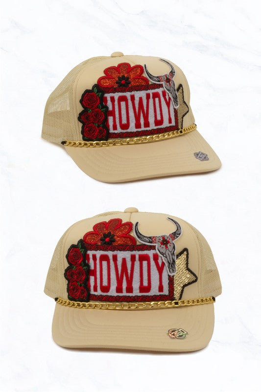 Howdy Western Patch & Gold Chain Hat – Suzie Q USA