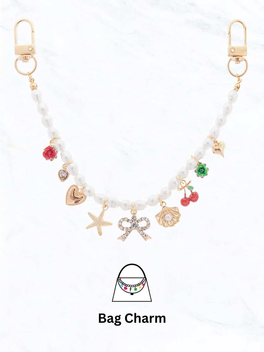 Pearl Bag Charm with Gold and Enamel Accents – Suzie Q USA