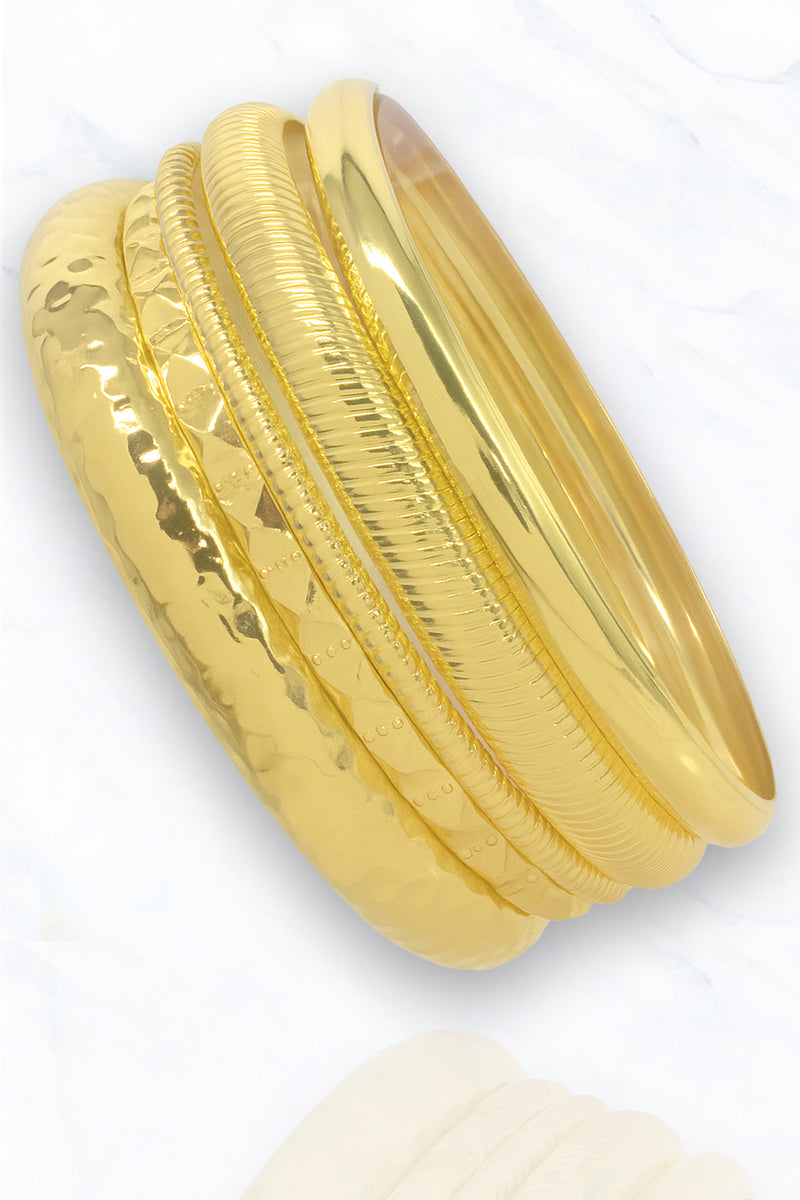 Gold Textured Bangle Set 5 Piece – Suzie Q USA