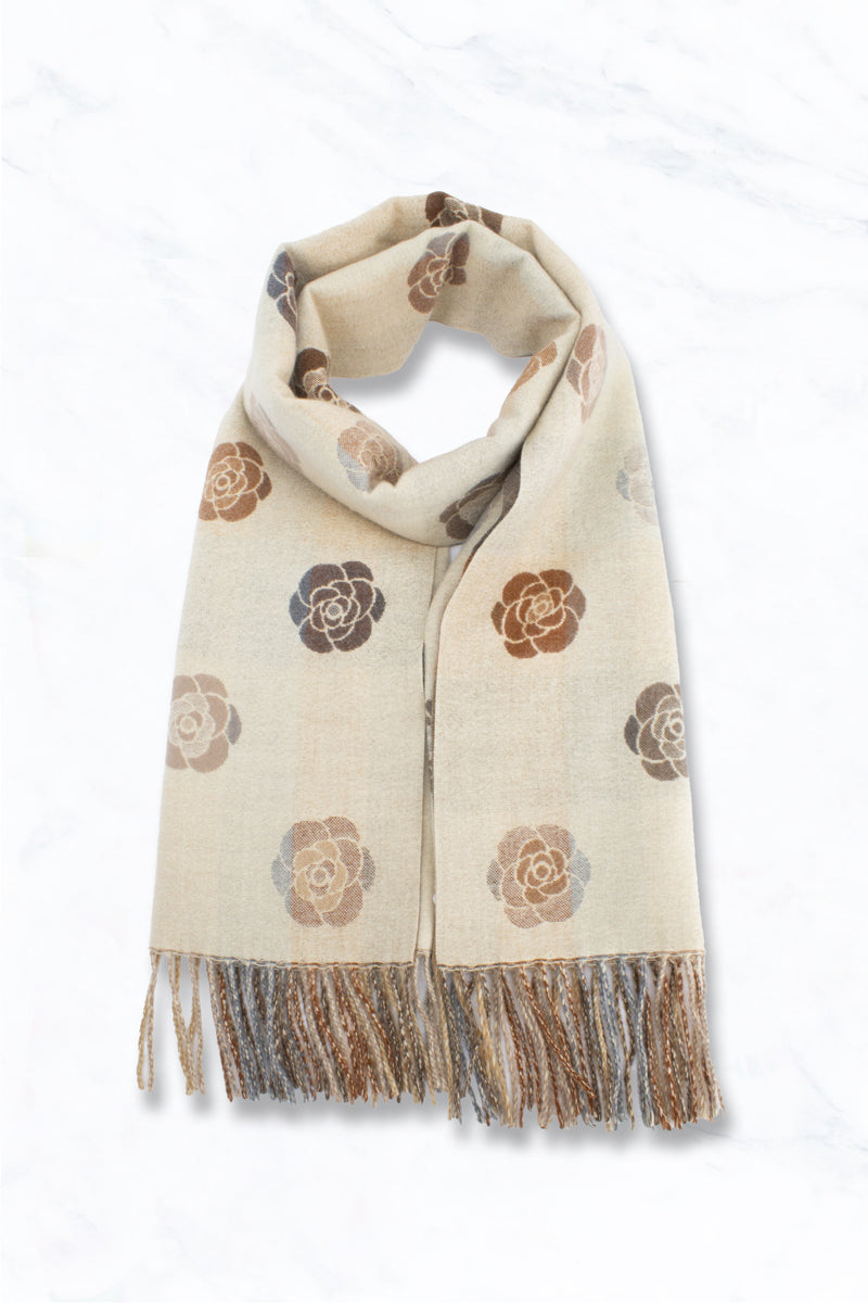 Floral Design Winter Scarf with Fringe – Suzie Q USA