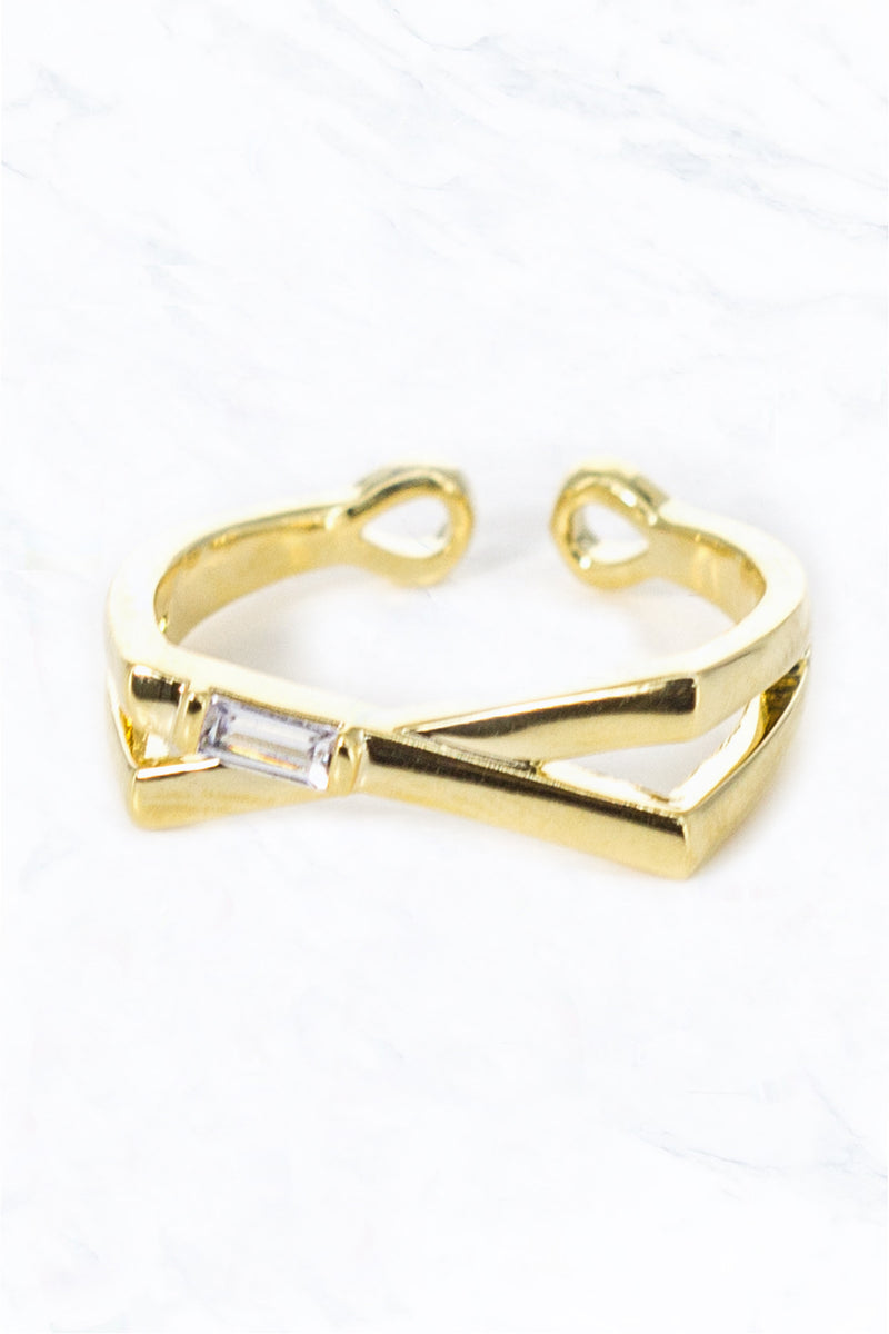 Double X Band Ring with Diamond – Suzie Q USA