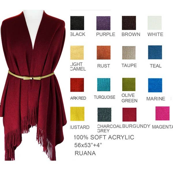 SOLID COLOR BIG SIZE OPEN PONCHO – Suzie Q USA
