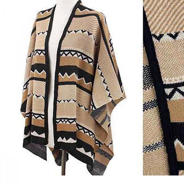 TRIBAL PATTERN KNIT CAPE – Suzie Q USA